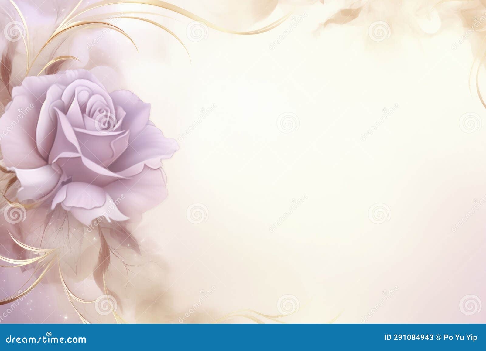 Rose Flowers Frame with Gradient Backlight and Subtle Gold Lines Stock ...