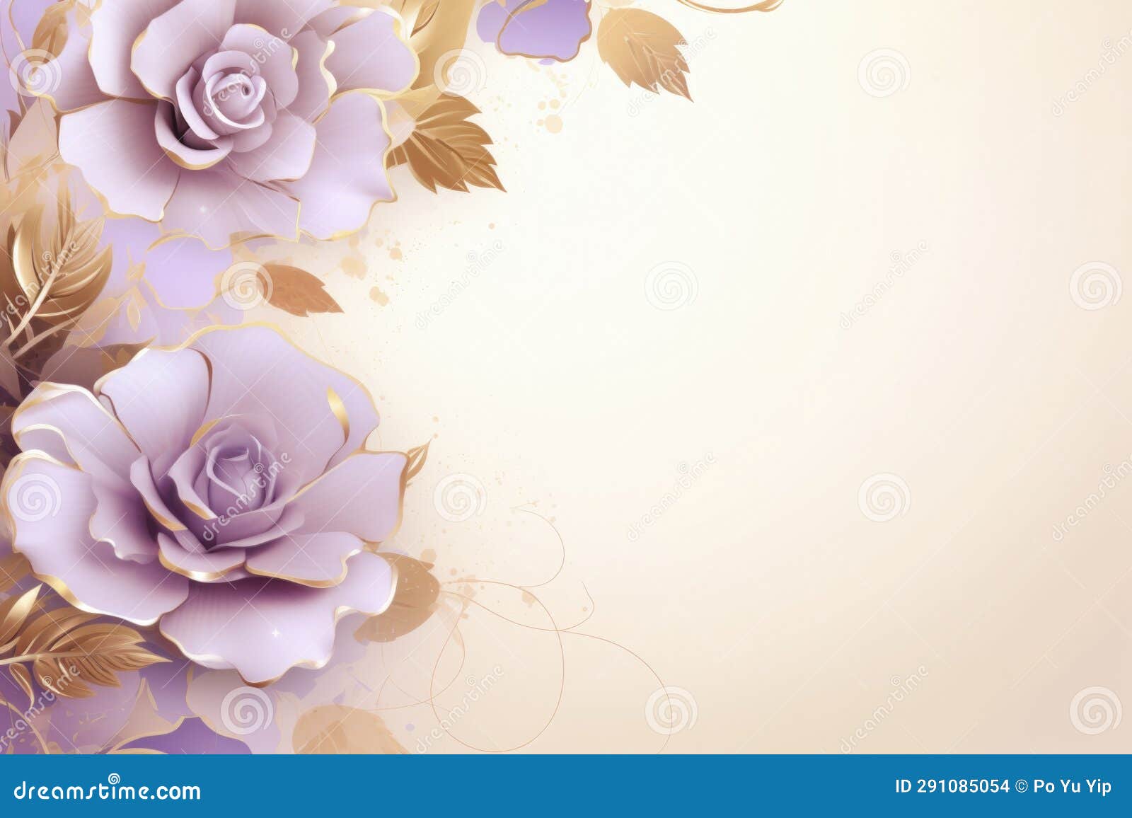 Rose Flowers Frame with Gradient Backlight and Subtle Gold Lines Stock ...