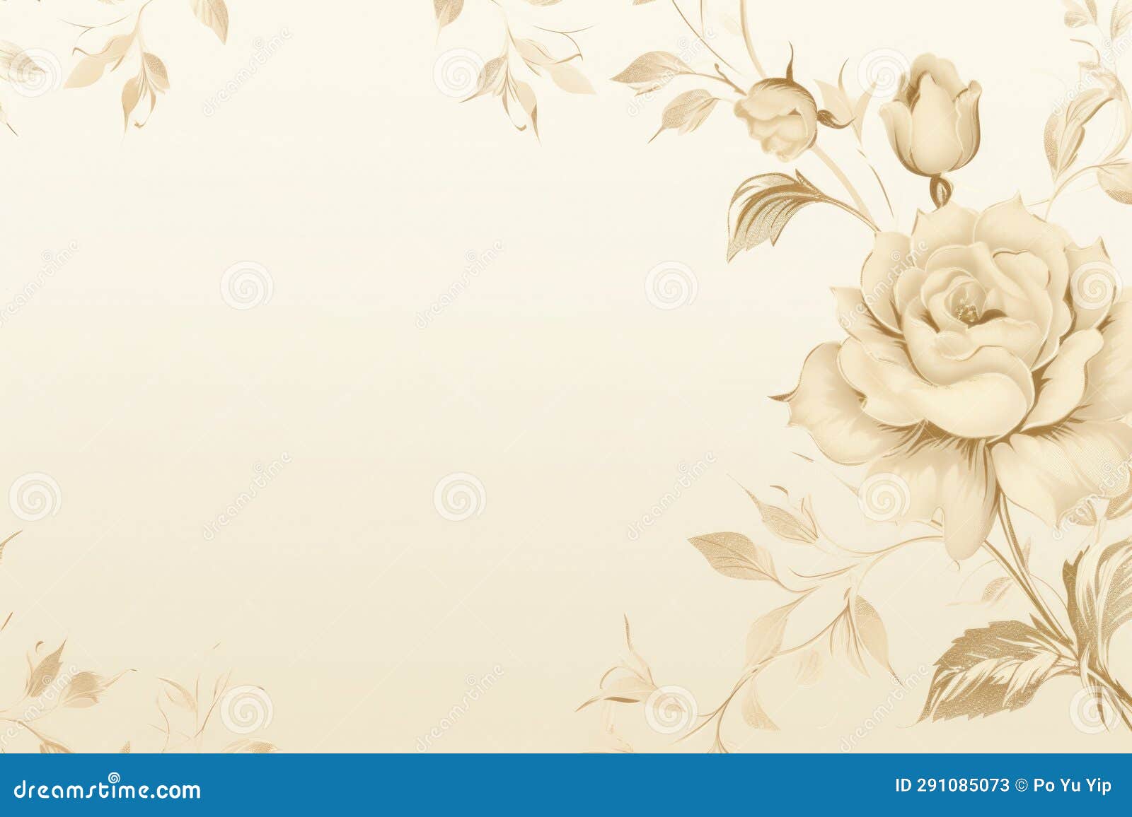 Rose Flowers Frame with Gradient Backlight and Subtle Gold Lines Stock ...