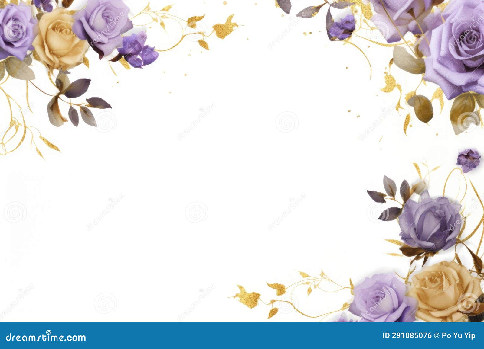 Rose Flowers Frame with Gradient Backlight and Subtle Gold Lines Stock ...