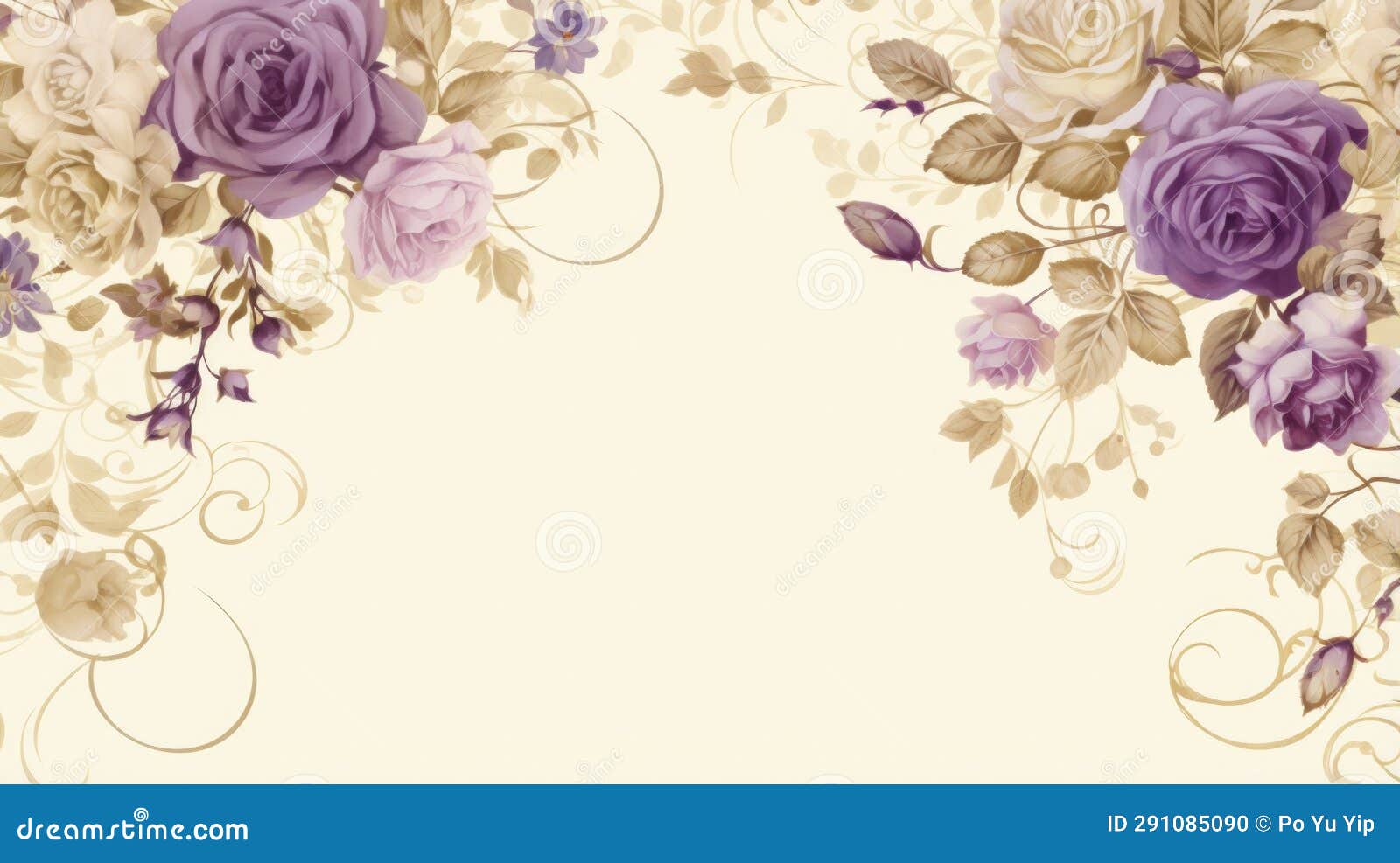 Rose Flowers Frame with Gradient Backlight and Subtle Gold Lines Stock ...