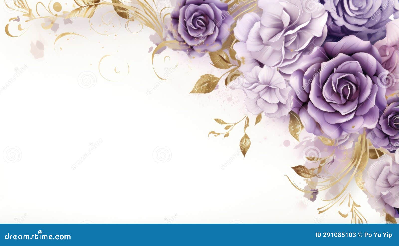 Rose Flowers Frame with Gradient Backlight and Subtle Gold Lines Stock ...