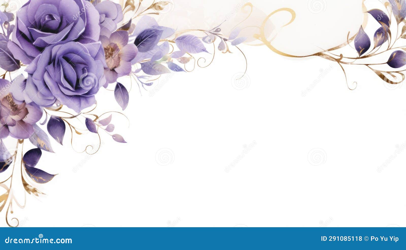 Rose Flowers Frame with Gradient Backlight and Subtle Gold Lines Stock ...