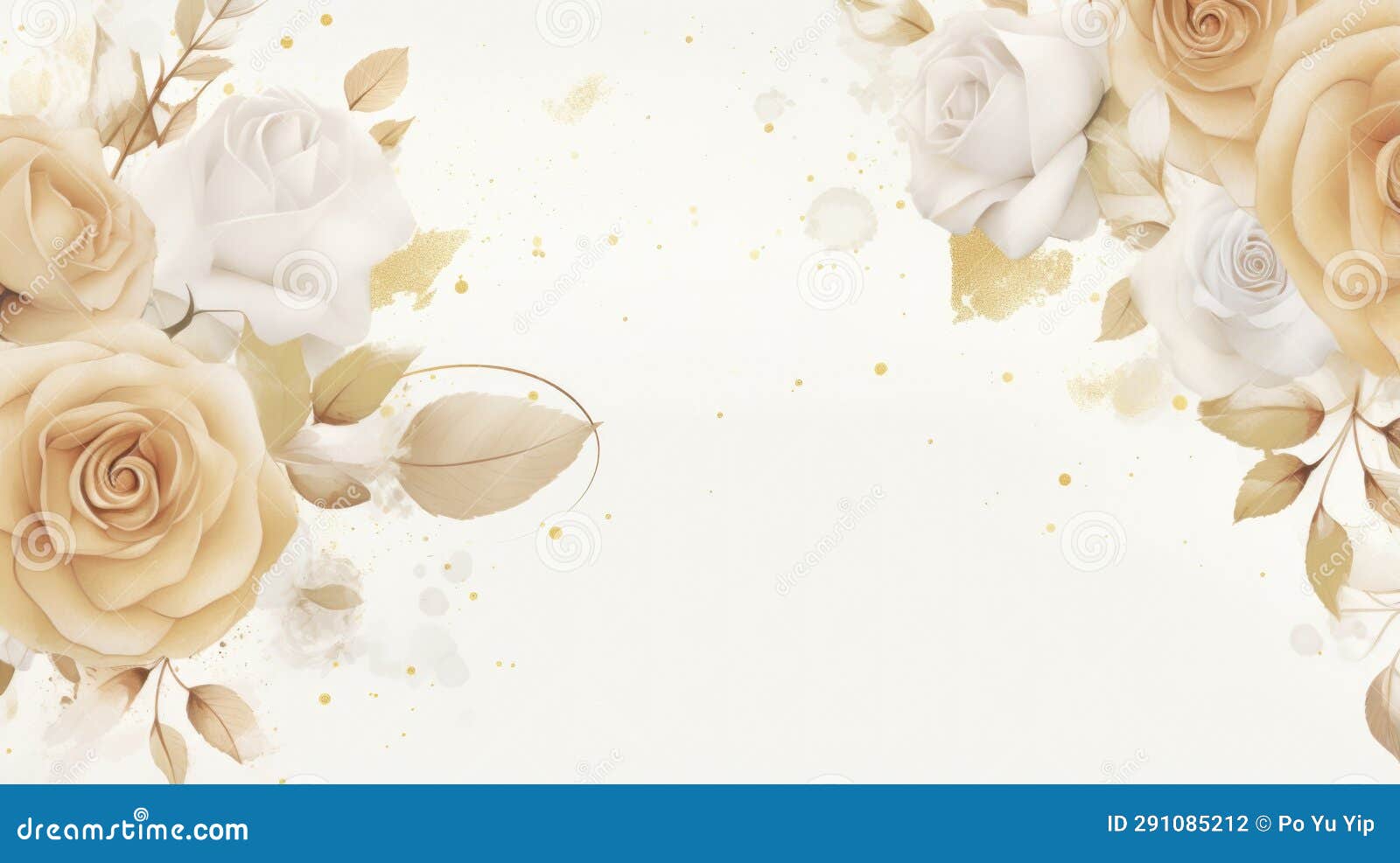 Rose Flowers Frame with Gradient Backlight and Subtle Gold Lines Stock ...