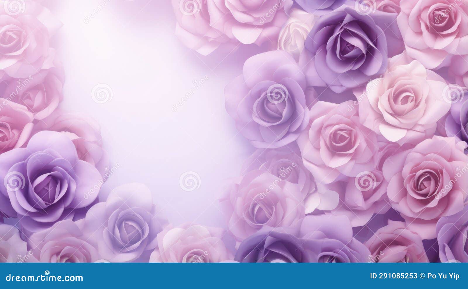 Rose Flowers Frame with Gradient Backlight and Subtle Gold Lines Stock ...