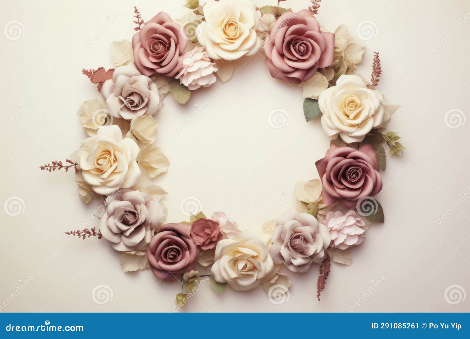 Rose Flowers Frame with Gradient Backlight and Subtle Gold Lines Stock ...