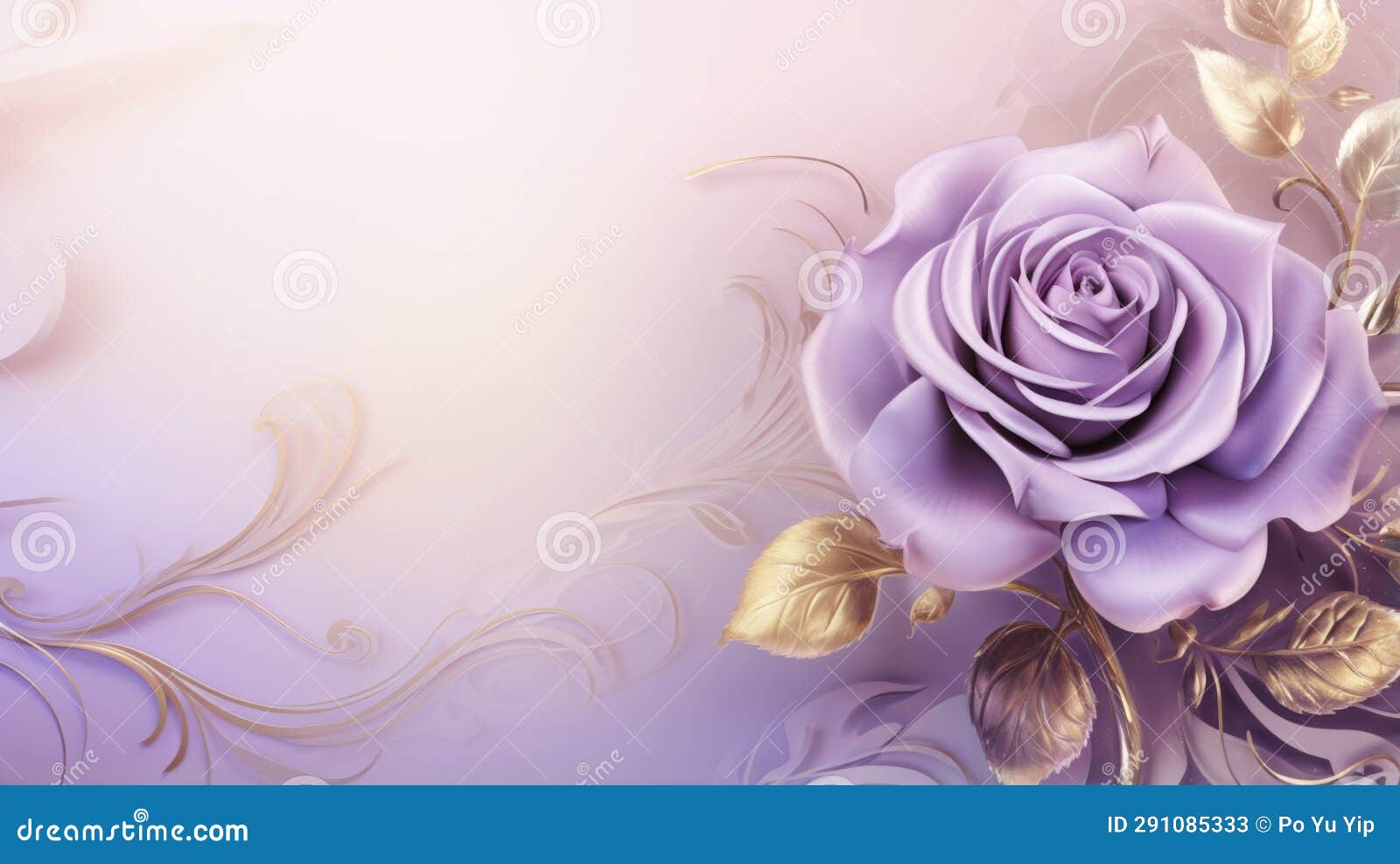 Rose Flowers Frame with Gradient Backlight and Subtle Gold Lines Stock ...