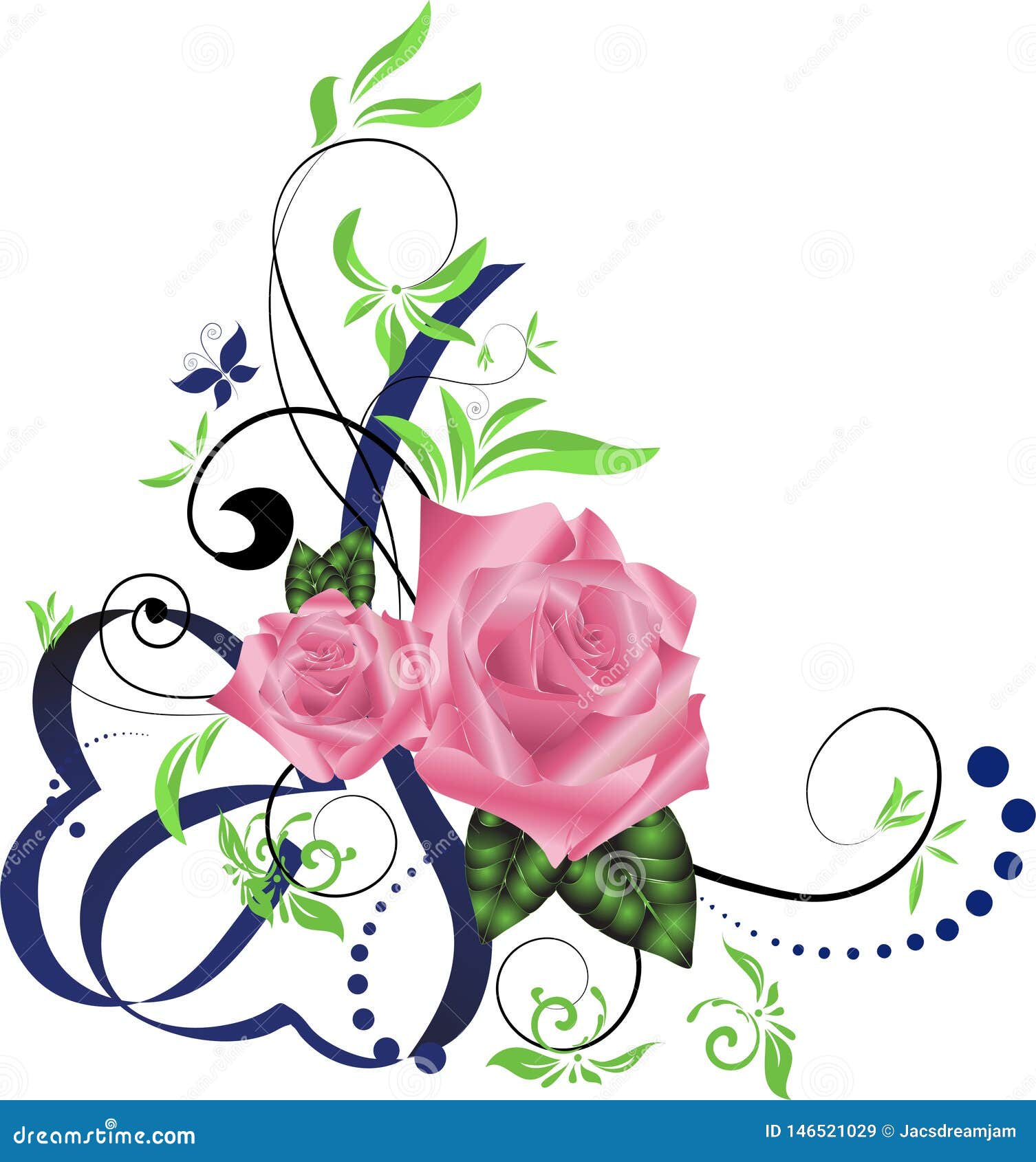 Ribbon Rose Corner Border stock vector. Illustration of attractive ...