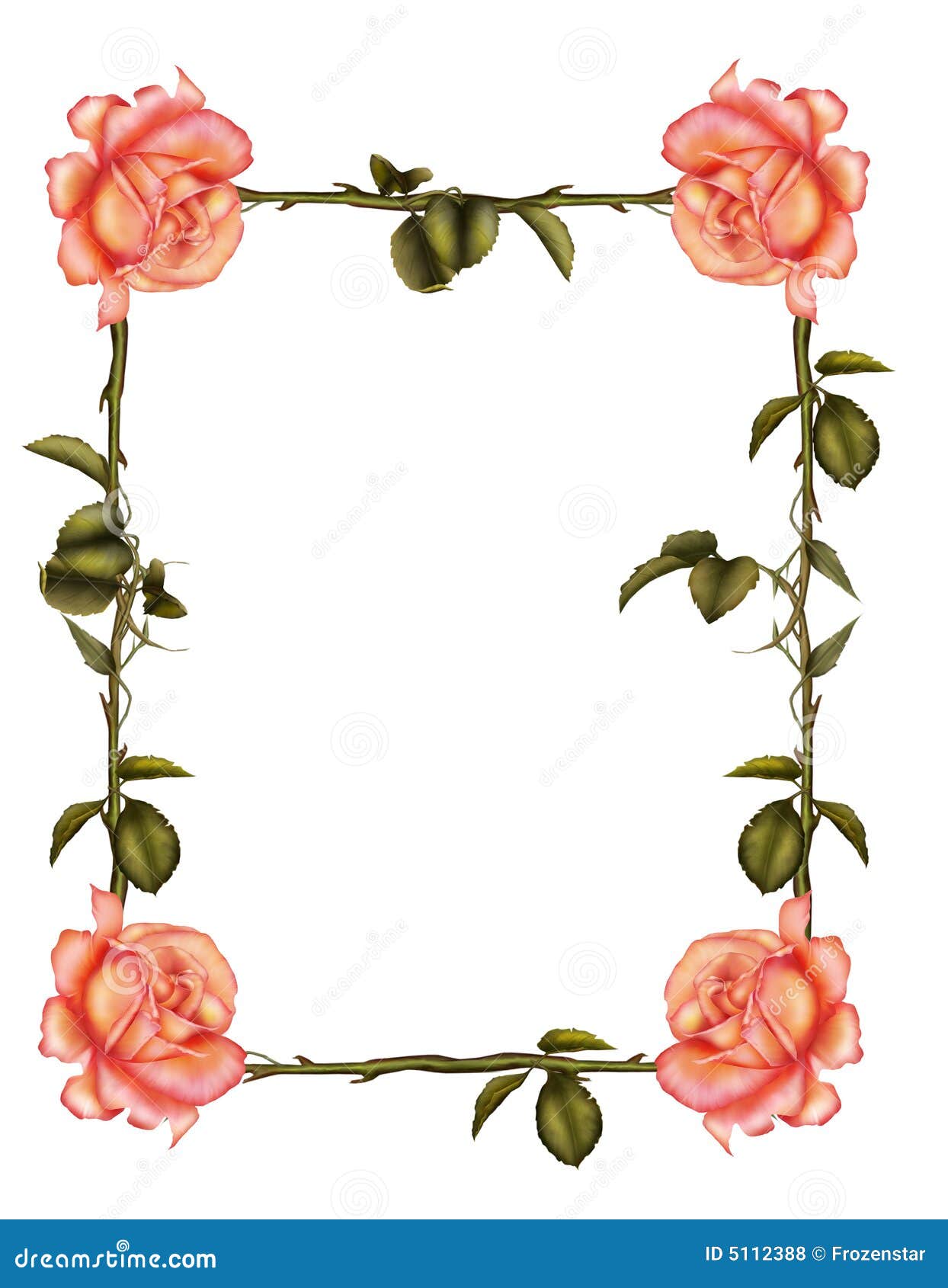 Rose Frame 2 stock photo. Image of frame, leaves, painted - 5112388