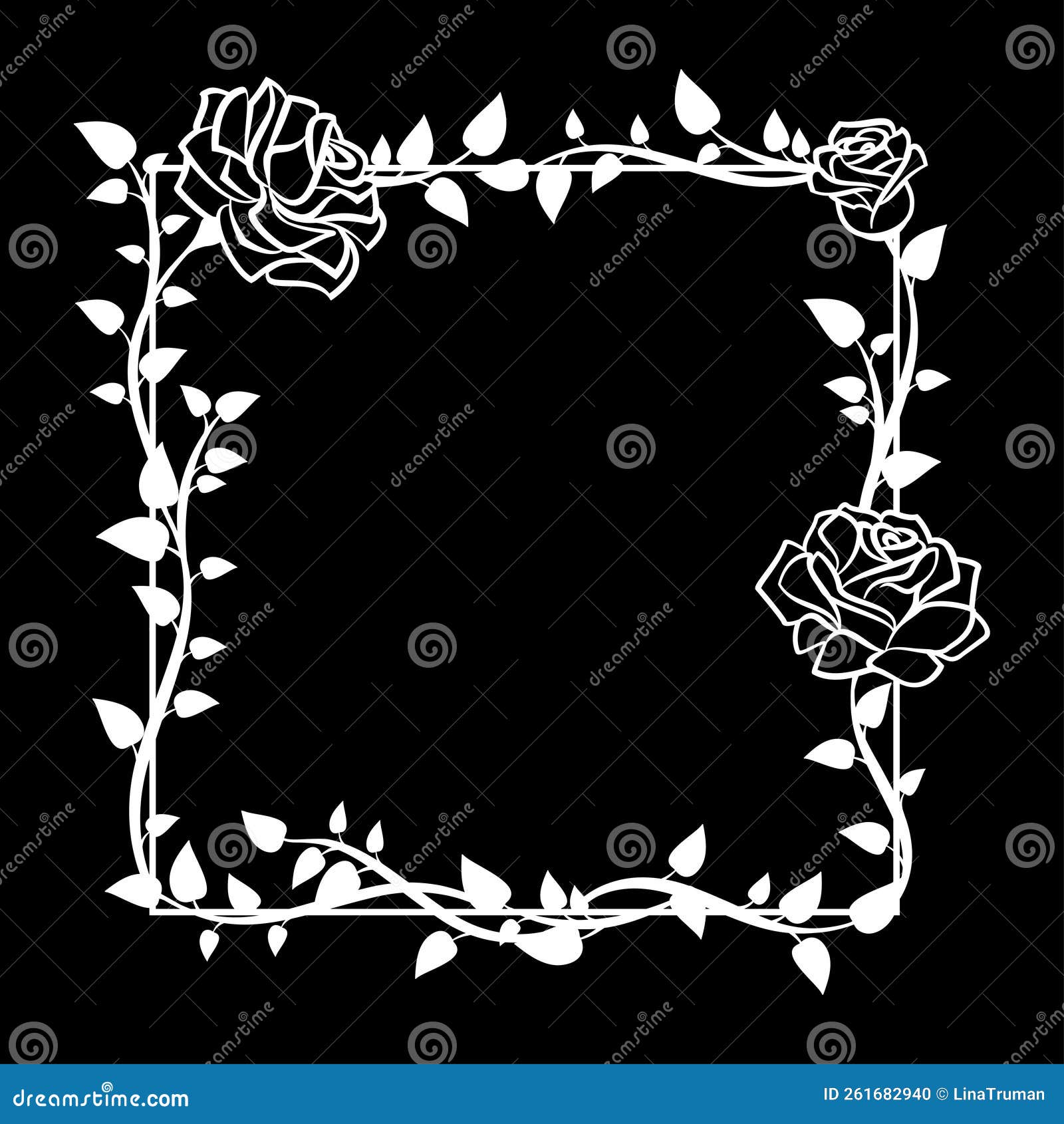Frame of Roses. Stylish Ornamental Border. Floral Design Elements Stock ...
