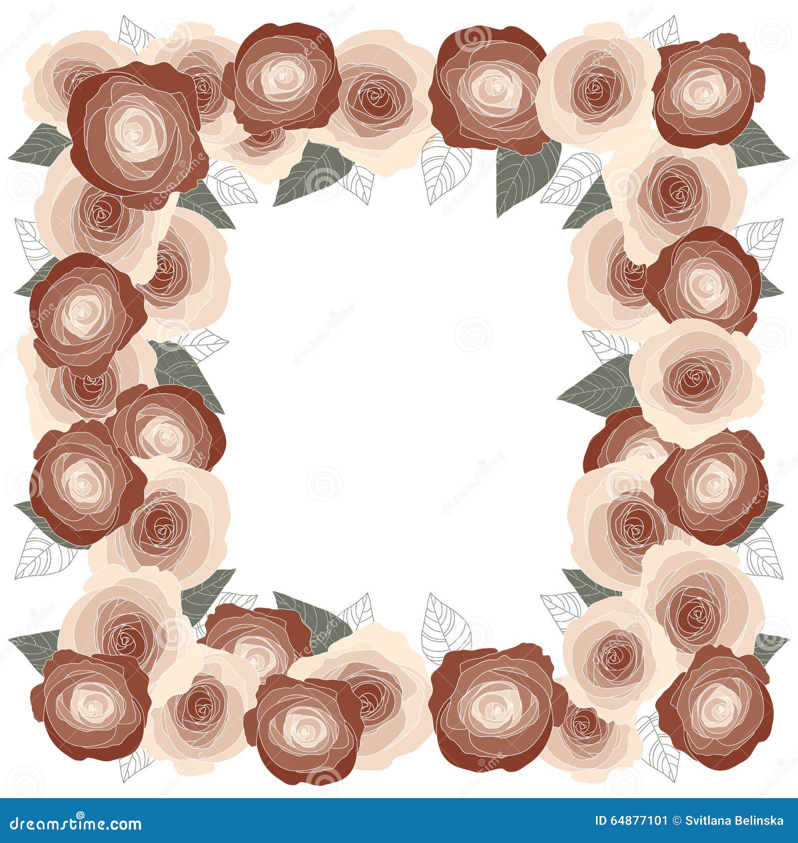 Rose Frame for a Postcard, Square Stock Vector - Illustration of floral ...