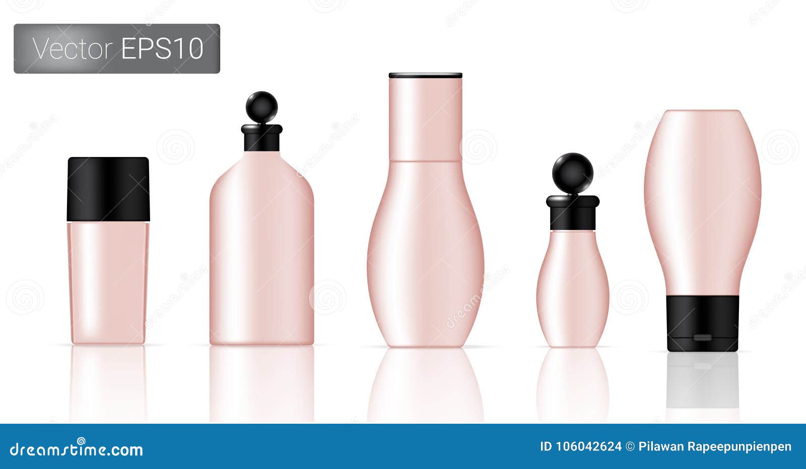 Rose Gold Bottles Set Background Illustration Stock Vector ...
