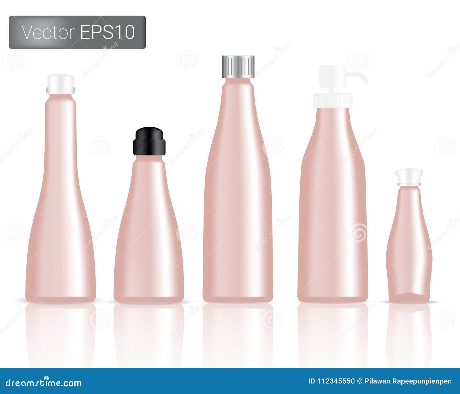 Rose Gold Bottles Set Background Illustration Stock Vector ...