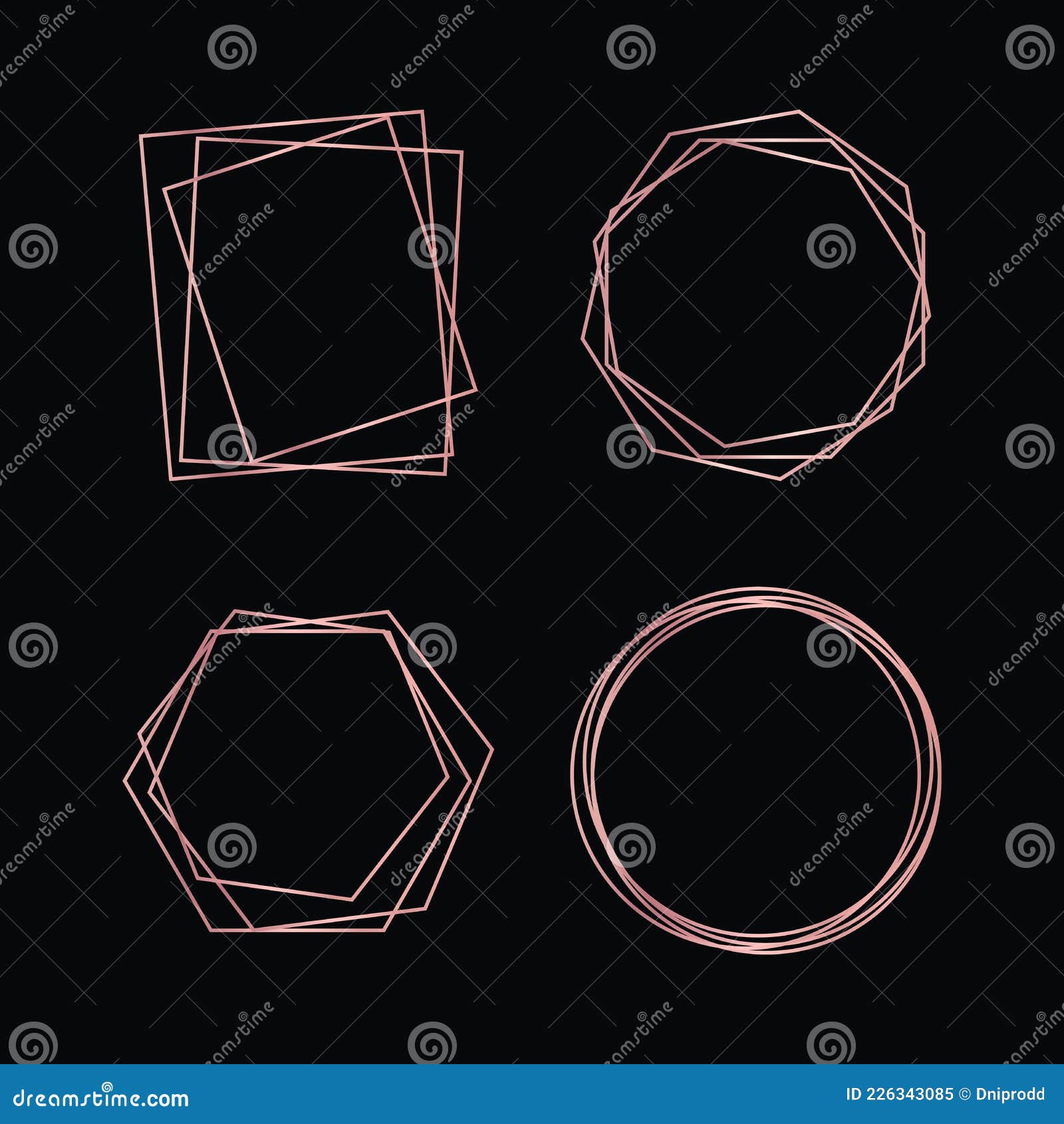 Rose Gold Geometric Polygonal Frame Stock Vector - Illustration of ...