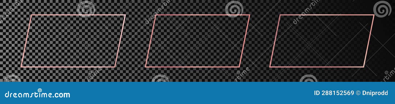 Rose Gold Glowing Rectangular Shape Frame Stock Illustration - Illustration of border, glow ...