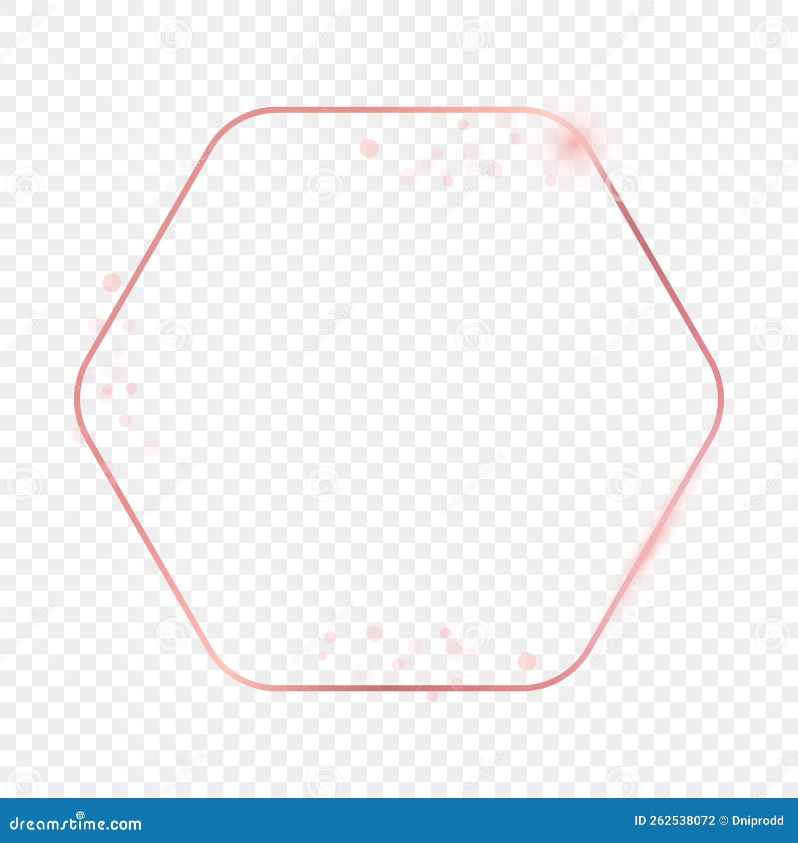 Rose Gold Glowing Rounded Hexagon Frame Stock Vector - Illustration of ...