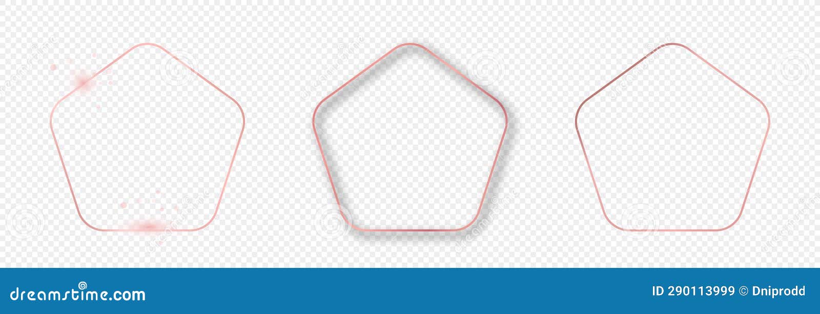 Rose Gold Glowing Rounded Pentagon Shape Frame Stock Vector ...