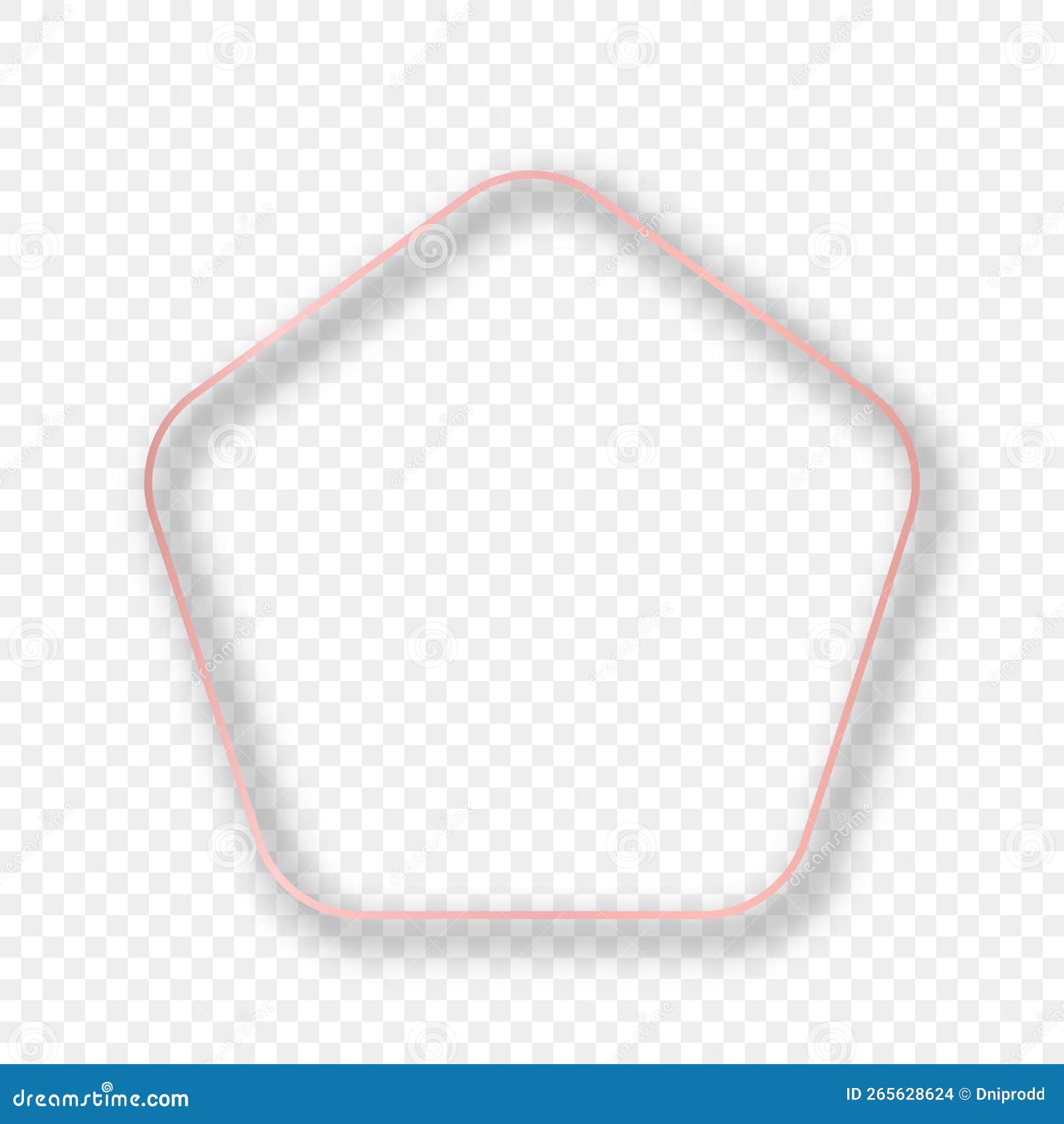 Rose Gold Glowing Rounded Pentagon Shape Frame with Shadow Stock Vector ...