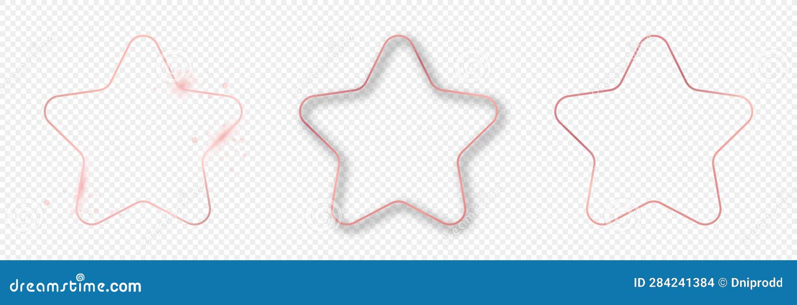 Rose Gold Glowing Rounded Star Shape Frame Stock Vector - Illustration ...
