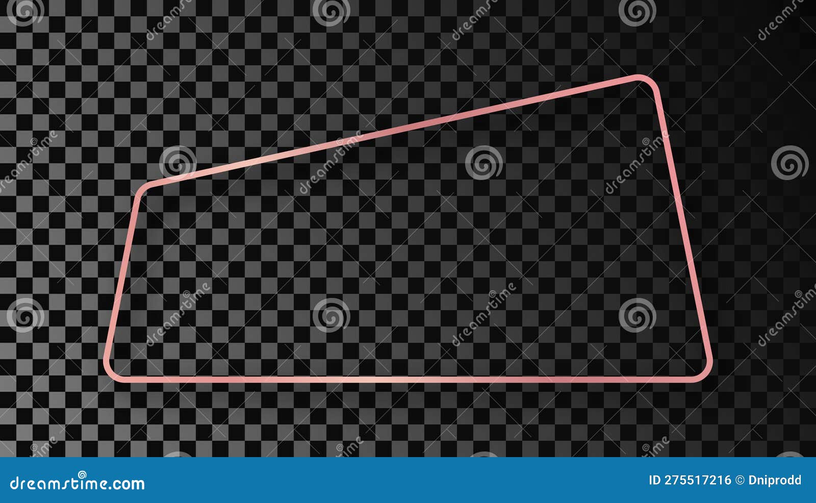 Rose Gold Glowing Rounded Trapezoid Shape Frame with Shadow Stock ...