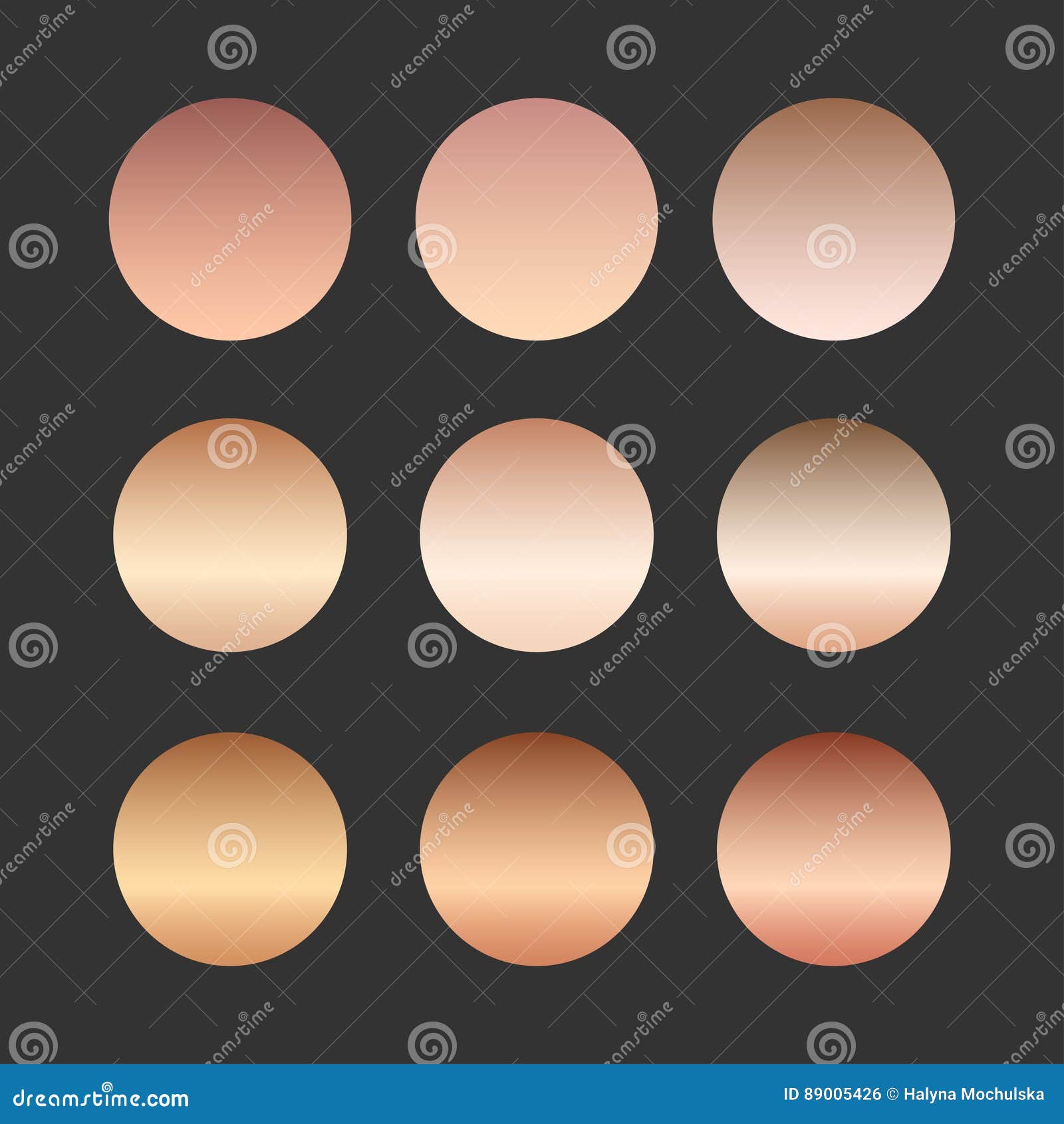 Rose Gold Gradient Collection for Fashion Design, Illustration. Stock ...