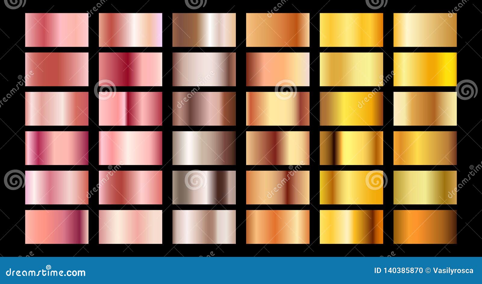 Rose Gold Gradient Collection Vector Design Texture. Golden Bronze ...