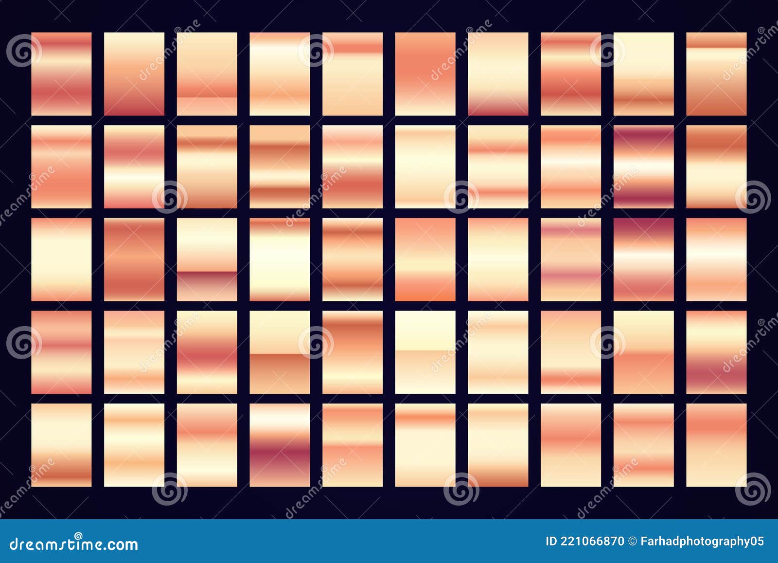 Rose Gold Gradient Color Set, Rose Gold Metallic Gradient Color Vector ...