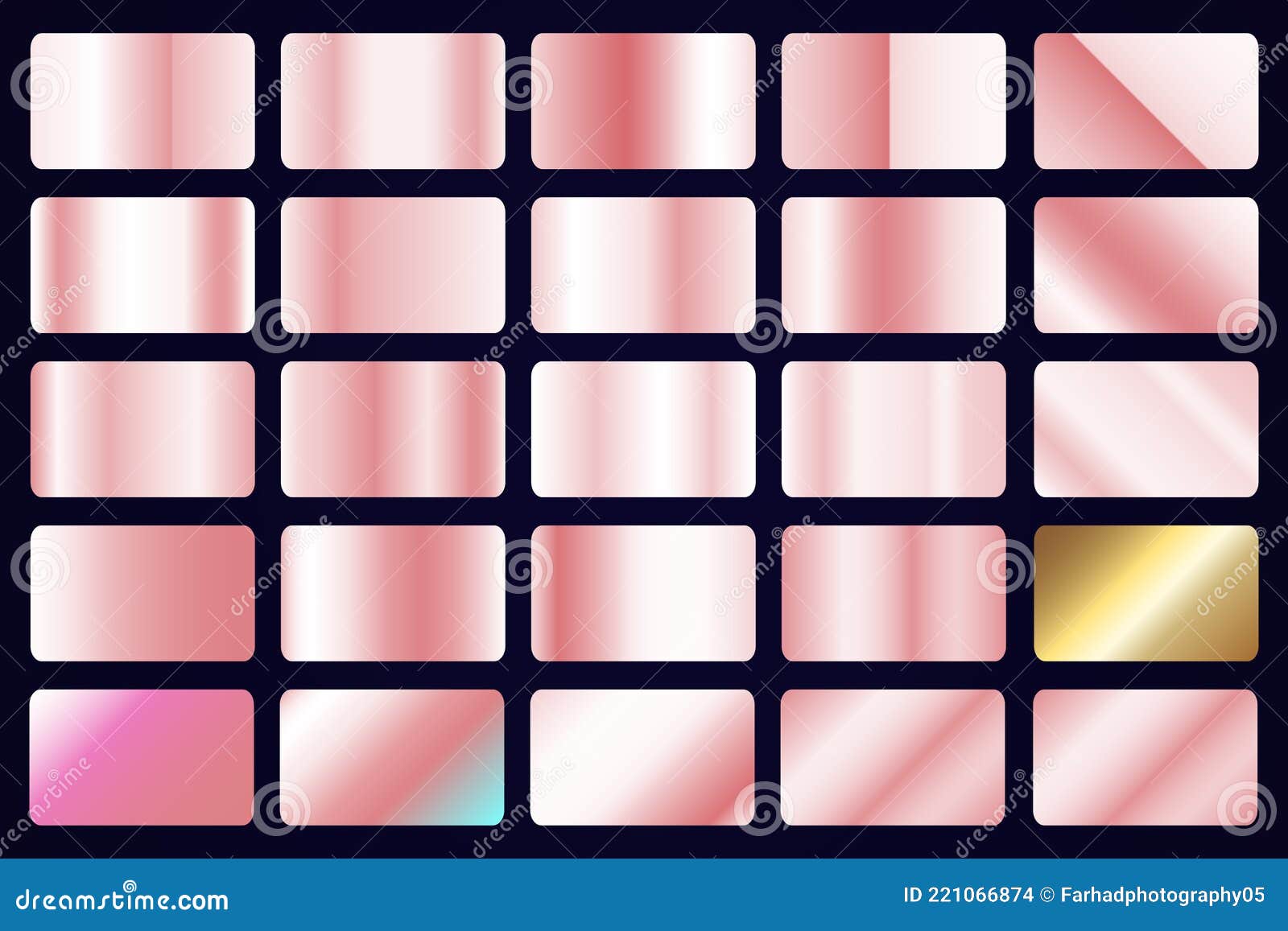 Pink Gradient Color Set, Rose Gold Gradient Color Set, Rose Gold ...