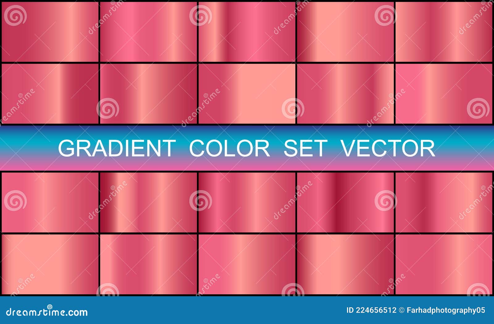 Rose Gold Gradient Color Set, Gradient Color Pallet, Metallic Gradient ...