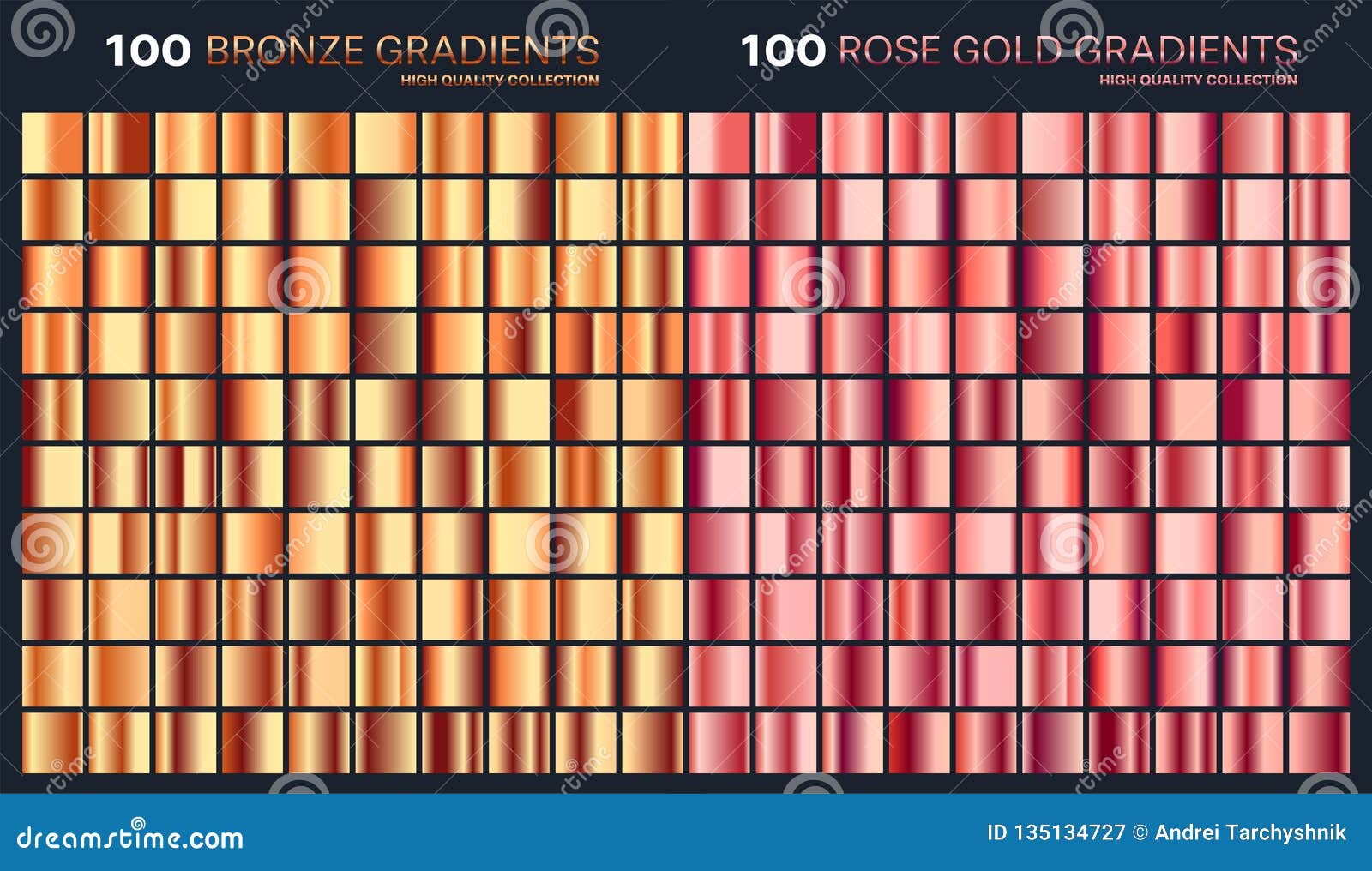 Rose Gold Gradient,pattern,template.Set of Colors for Design,collection ...