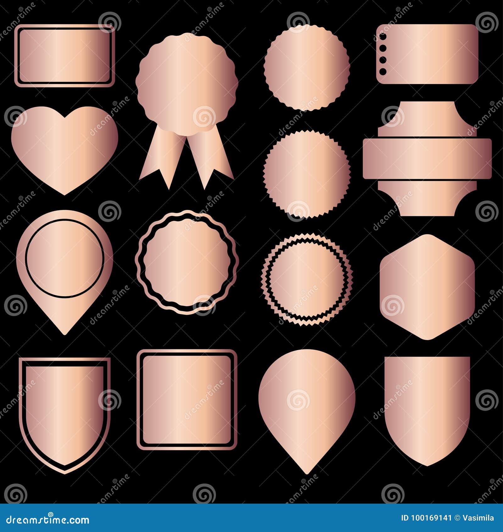 Rose gold labels stock vector. Illustration of purchase - 100169141
