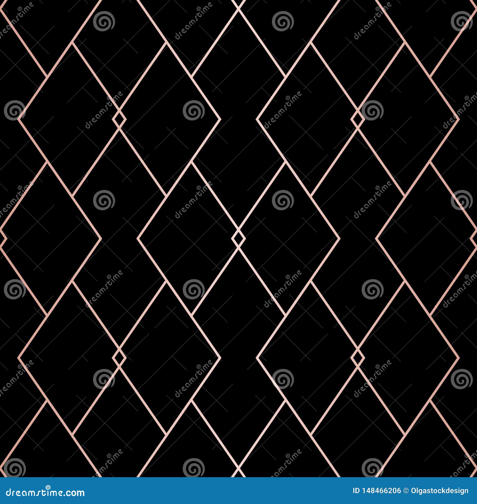 Rose Gold Pattern. Vector Geometric Seamless Grid Texture. Copper ...