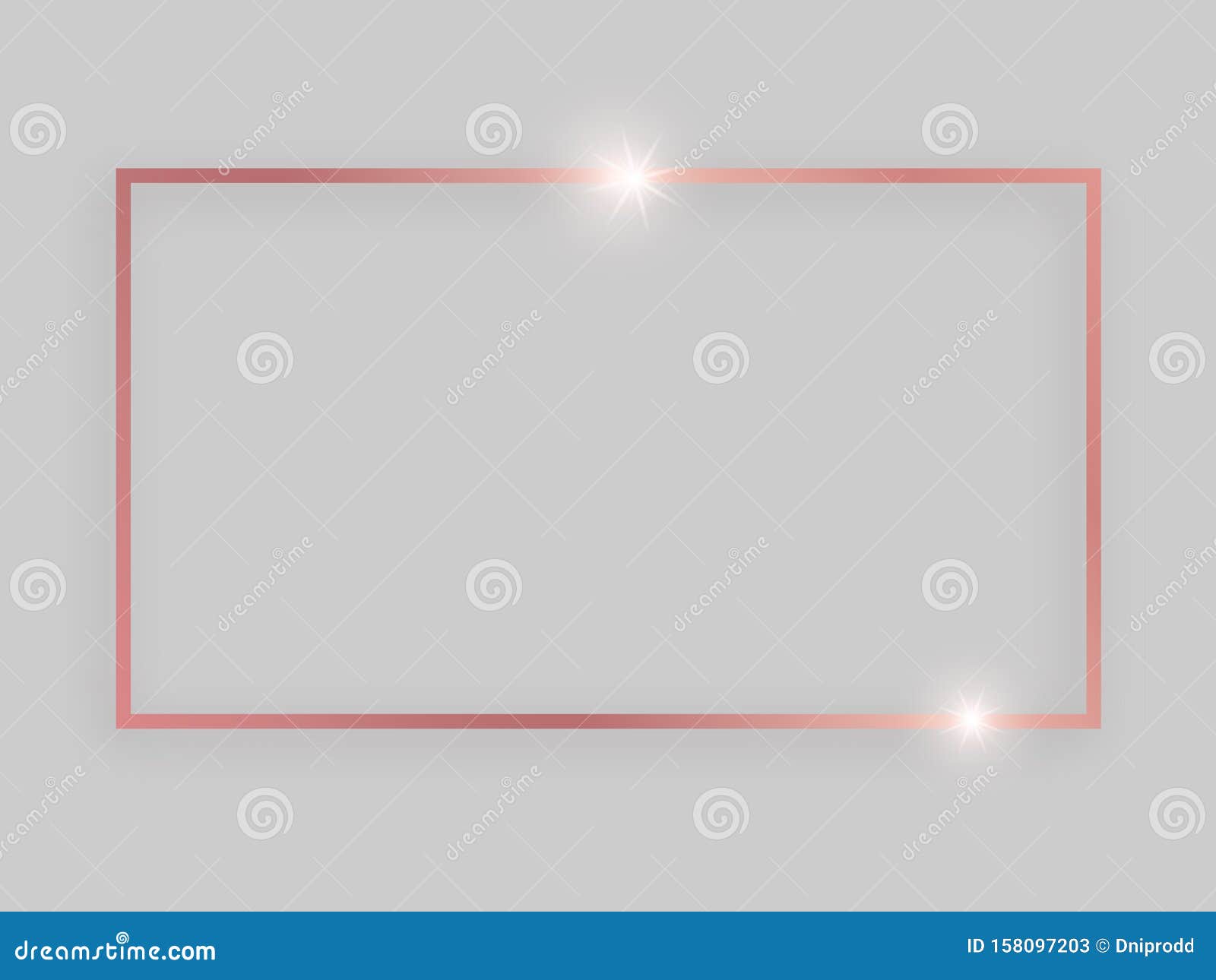Rose Gold Rectangular Shiny Frame with Glowing Effects Stock Vector ...