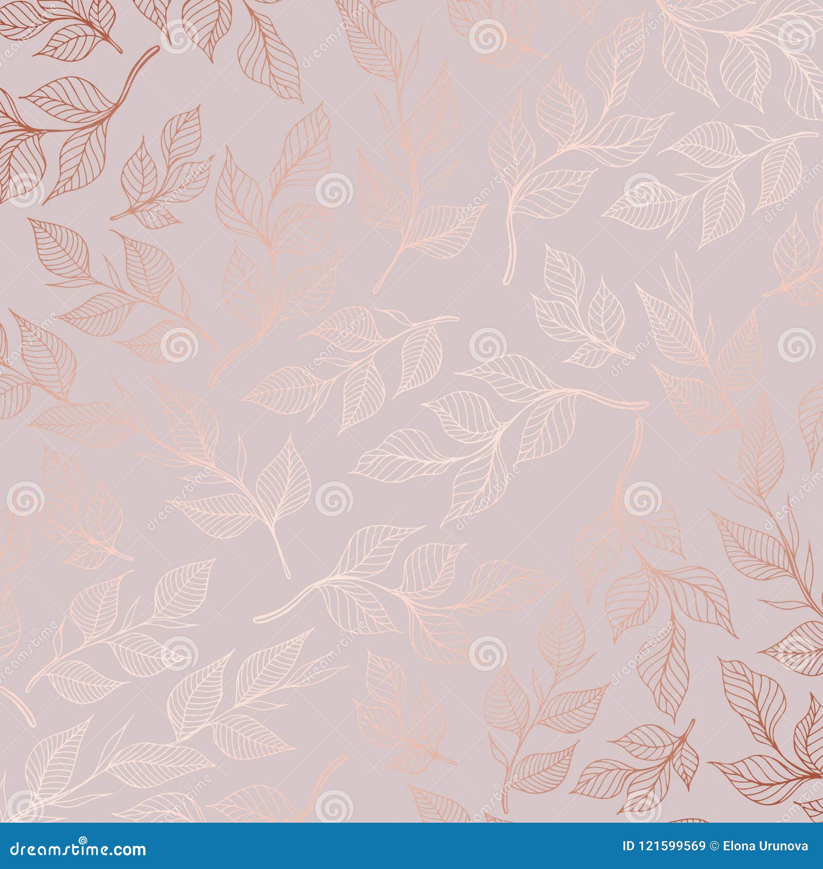 Rose Gold. Vector Pattern with Branches Stock Vector - Illustration of ...