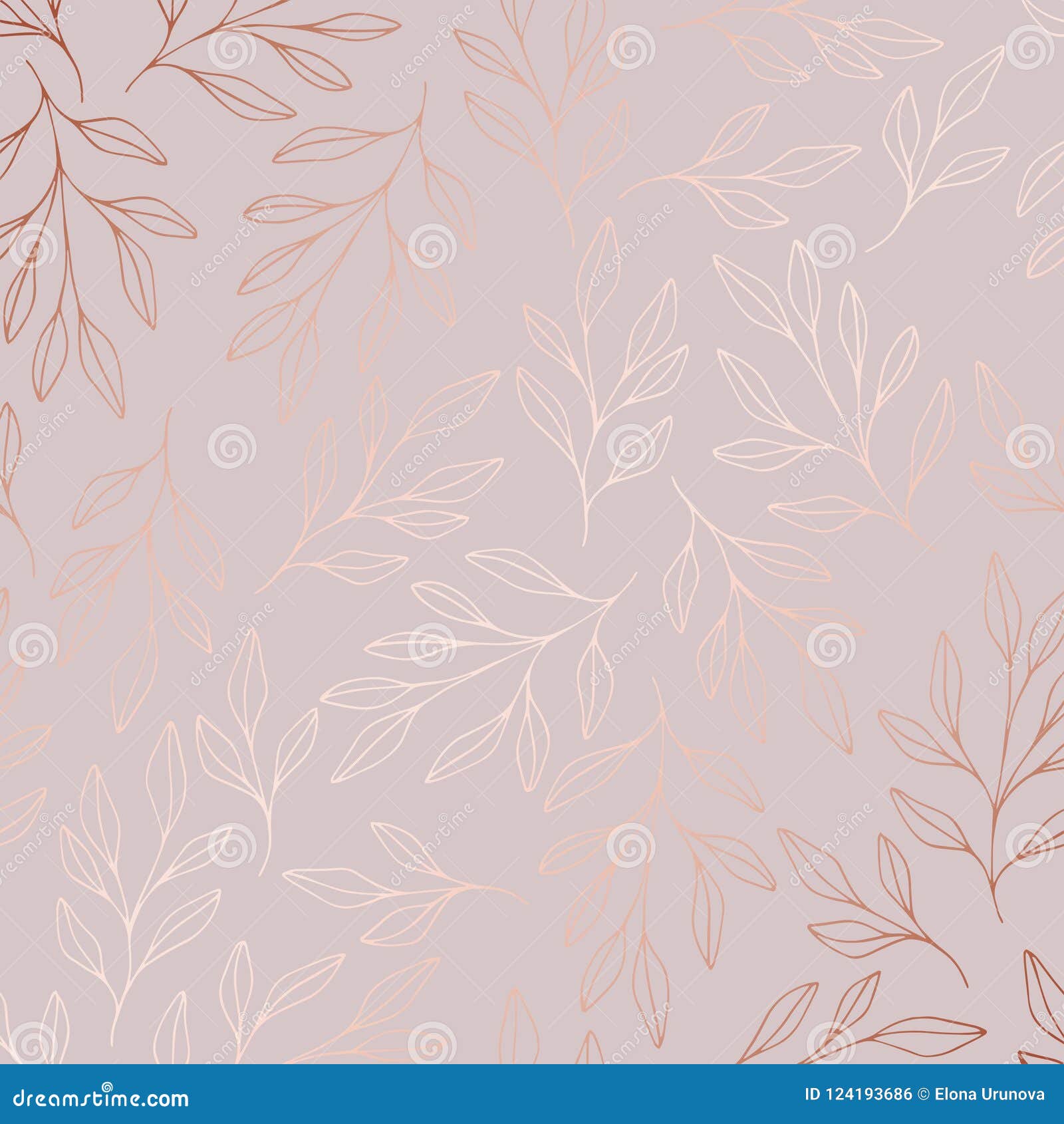 Rose Gold. Vector Pattern with Branches Stock Vector - Illustration of ...