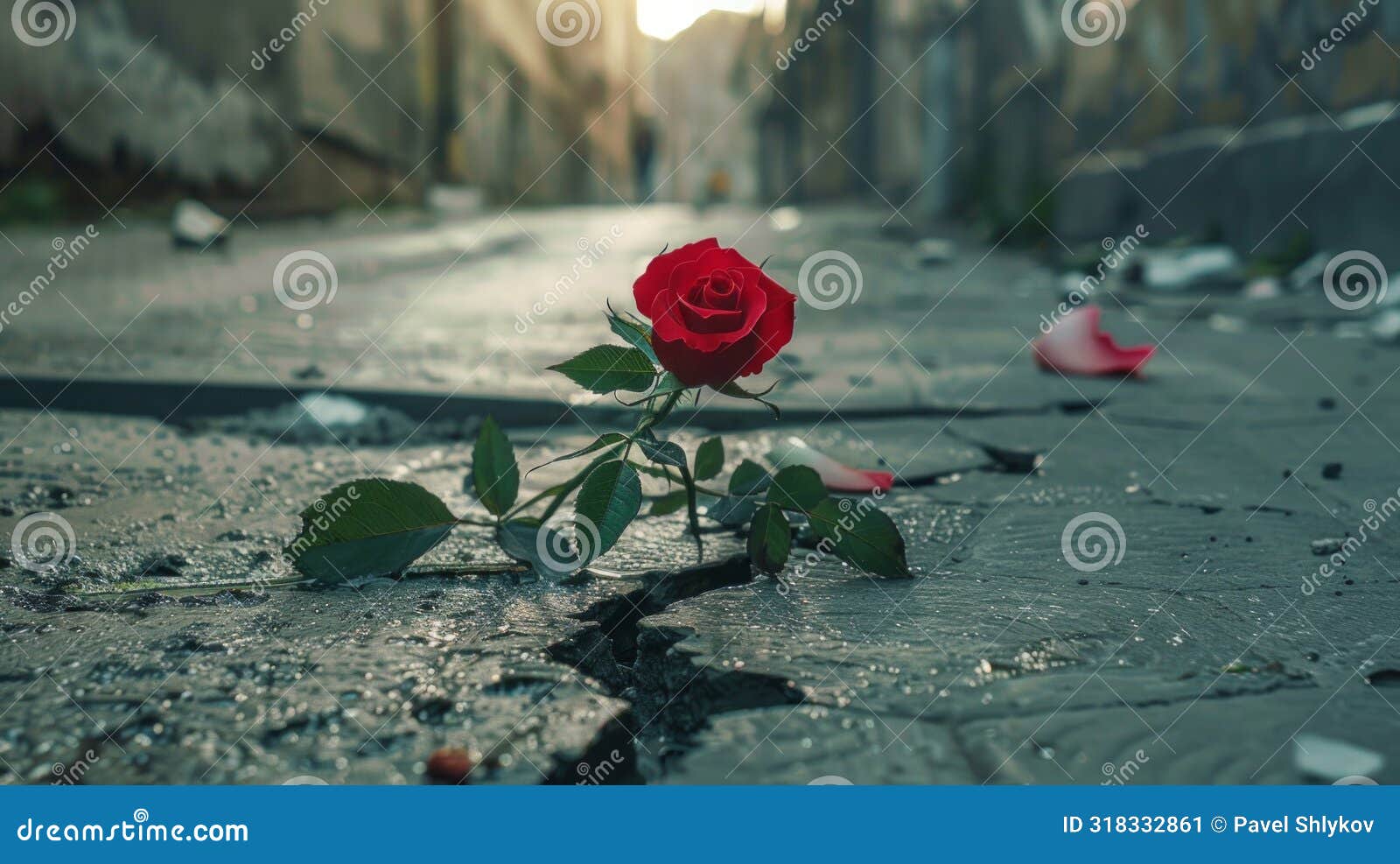 Rose Growing from Crack in Asphalt Road Stock Image - Image of spring ...