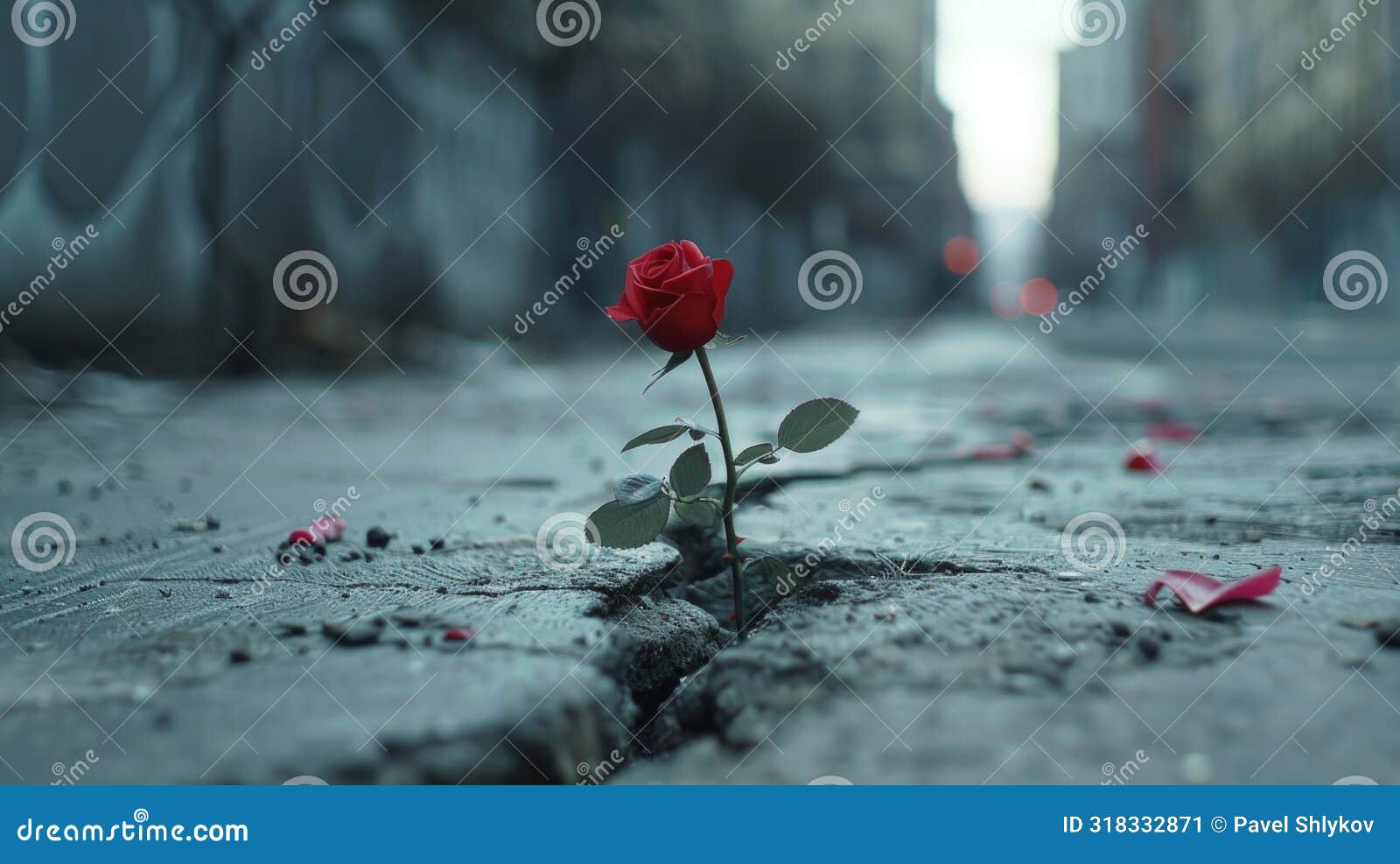 Rose Growing from Crack in Asphalt Road Stock Image - Image of banner ...