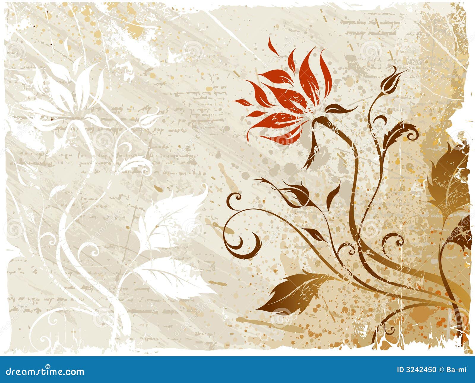 Rose. Grunge Floral Background Stock Vector - Illustration of stains ...