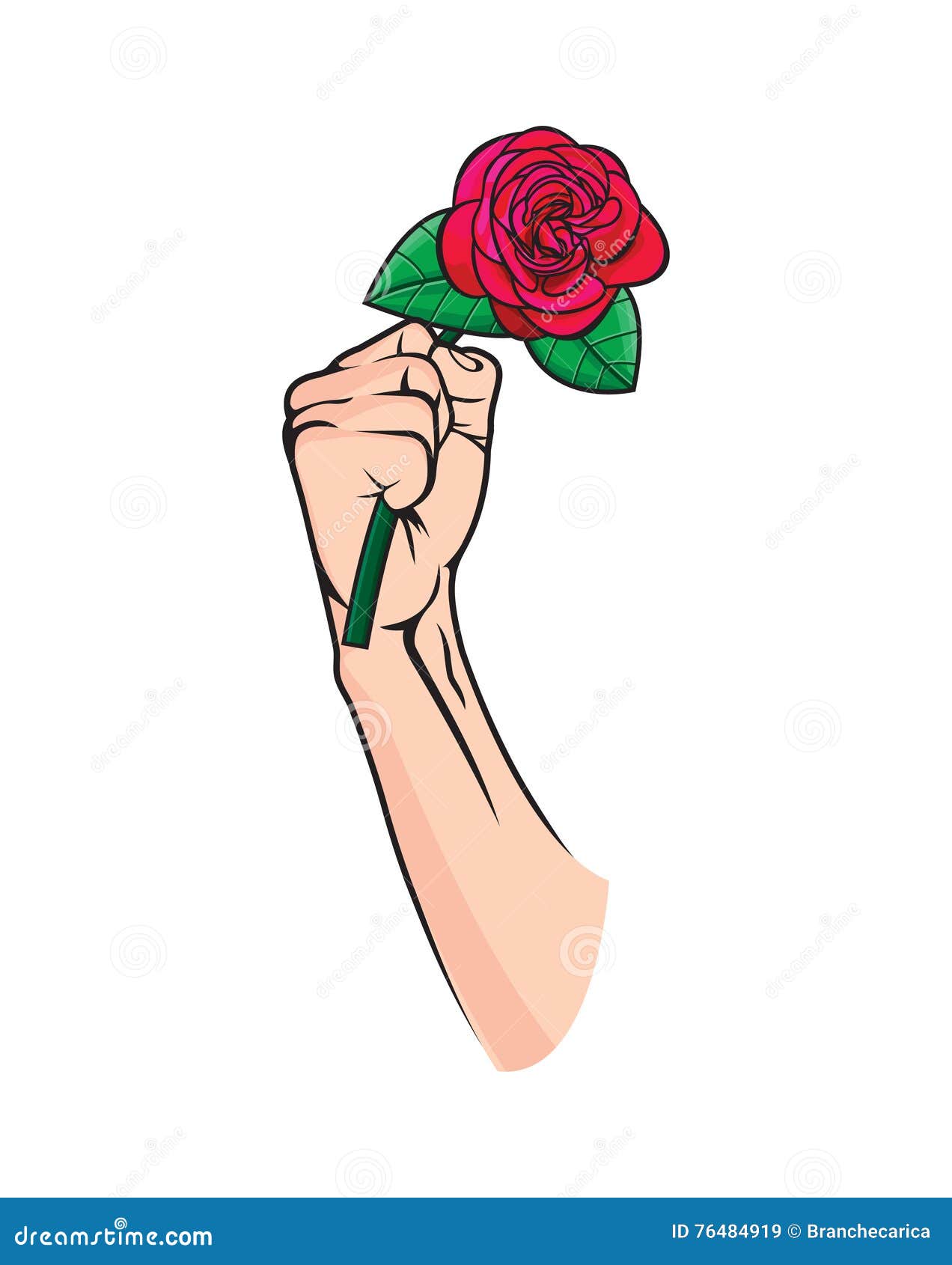 Rose in hand stock vector. Illustration of beauty, nature - 76484919