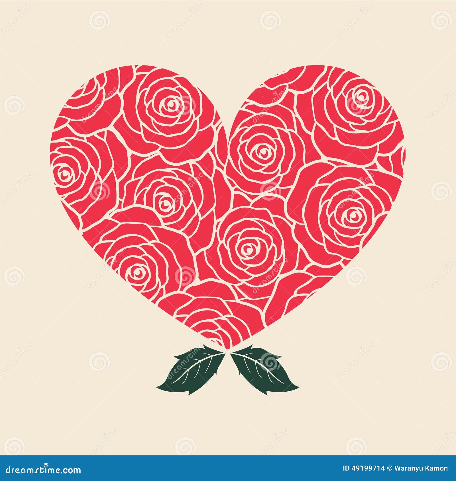 Rose Heart stock vector. Illustration of romantic, honeymoon - 49199714