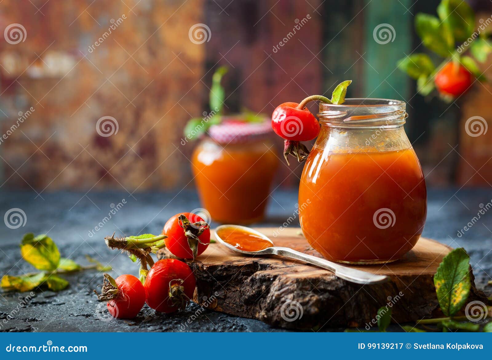 Rose hip jam stock image. Image of harvest, concept, leaf - 99139217