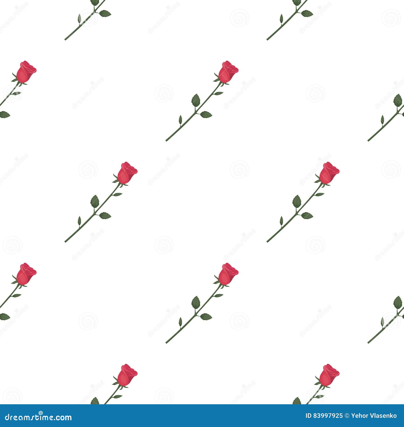 Rose Icon in Cartoon Style on White Background. Romantic Pattern Stock ...