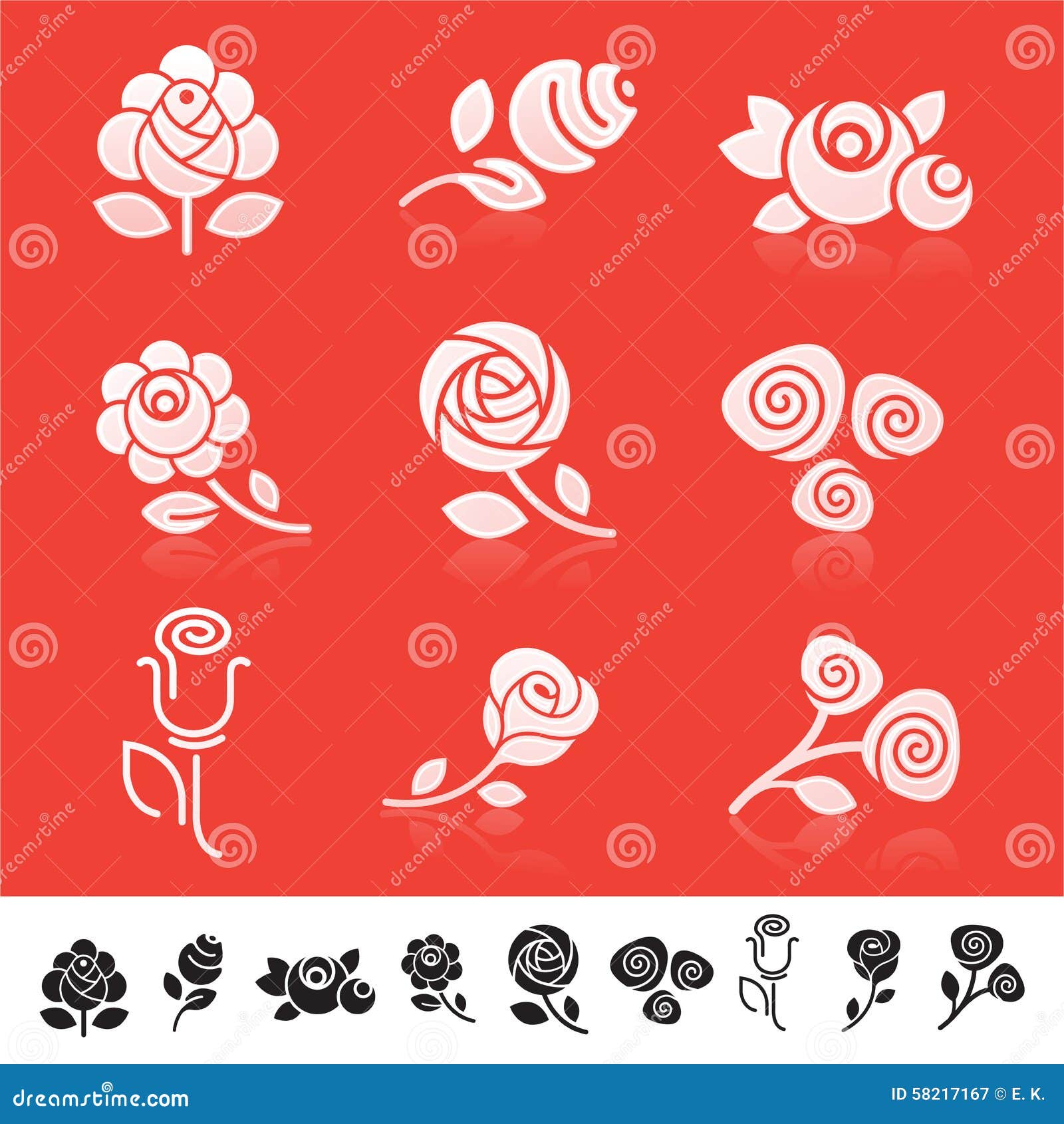 Rose icon set. stock vector. Illustration of outline - 58217167