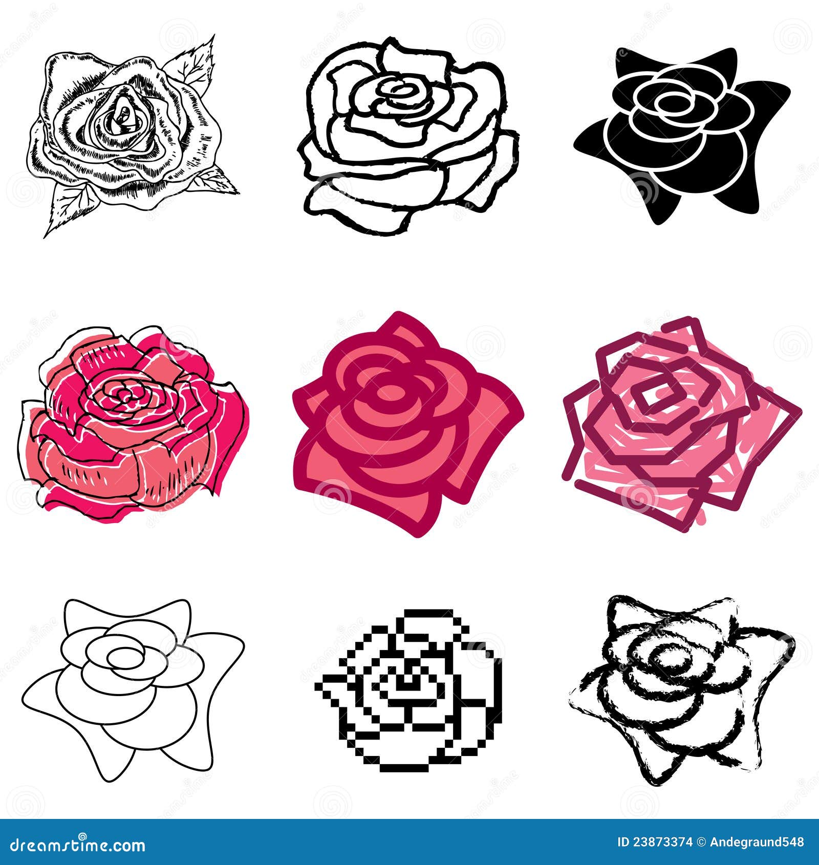 Rose icons set stock vector. Illustration of hand, beauty - 23873374