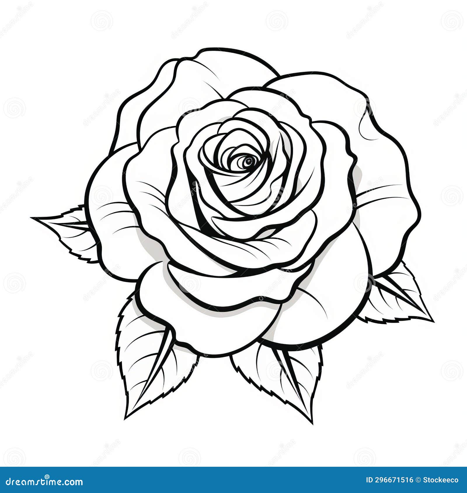 Bold Rose Drawing on White Background - Coloring Book for Kids Stock ...