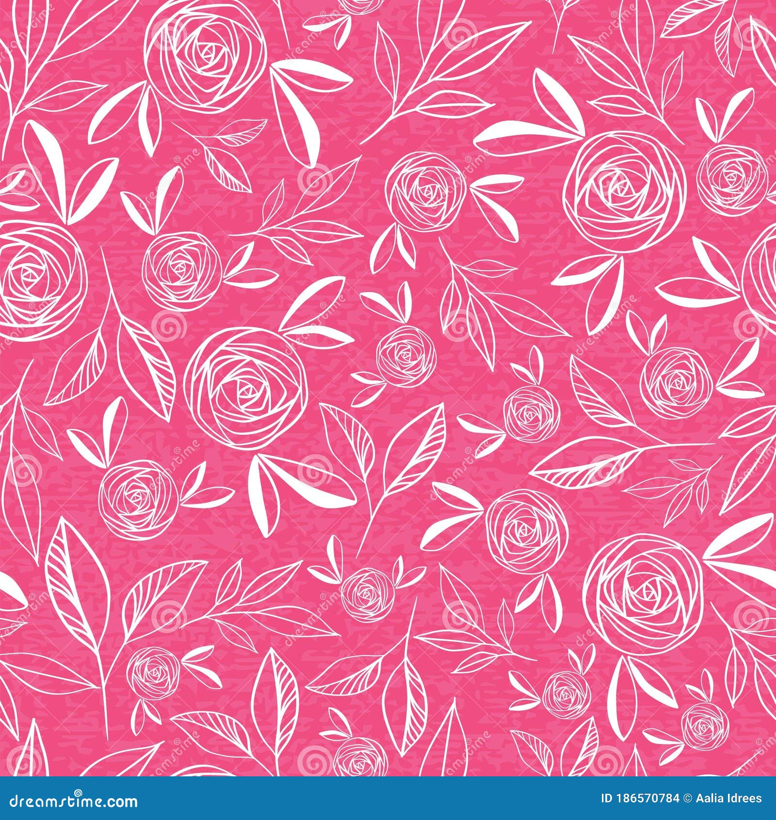 Rose Line Art Seamless Pattern Stock Illustration - Illustration of ...