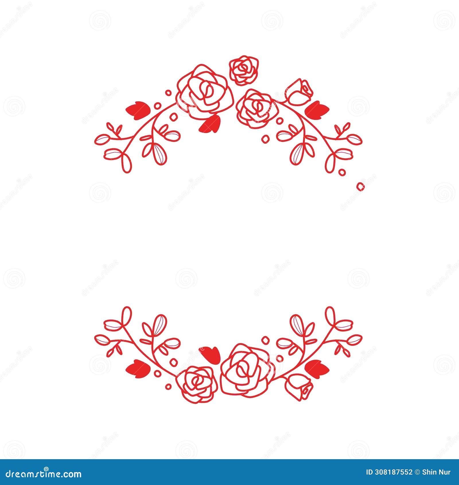 Rose Line Frame. Decorative Element. Editable Vector Frame Stock Vector ...