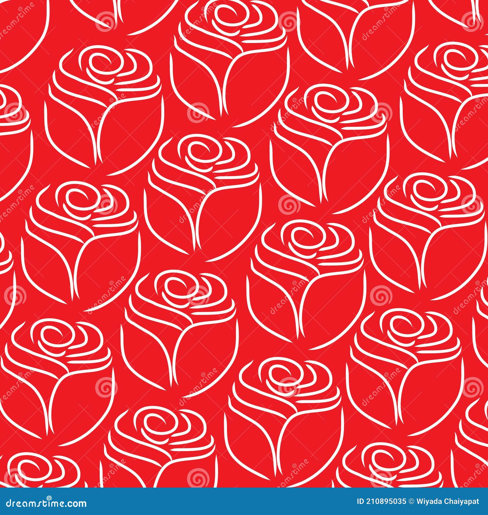 Rose Line Pattern on White Background Stock Vector - Illustration of ...