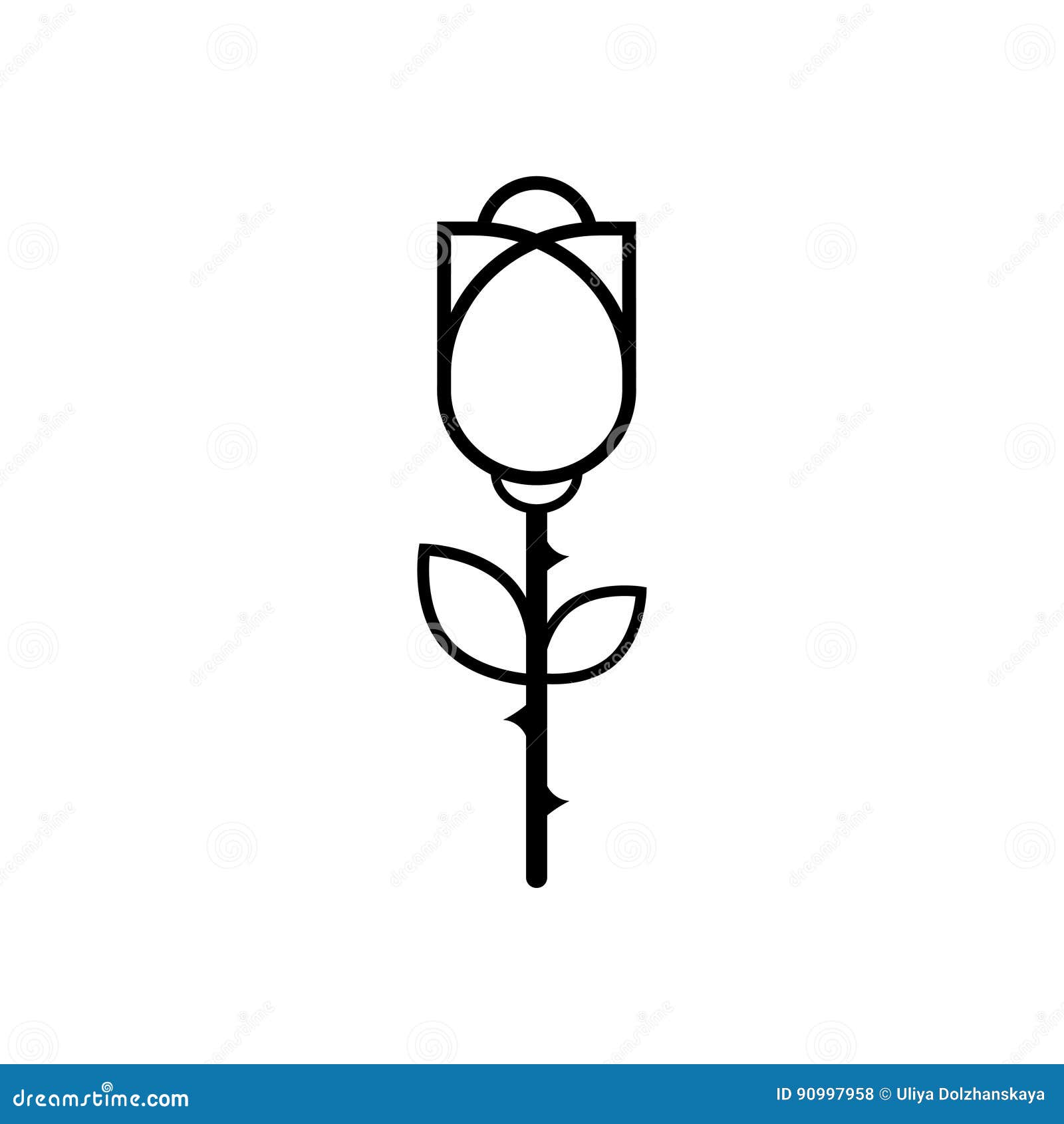 Rose line stock vector. Illustration of single, element - 90997958