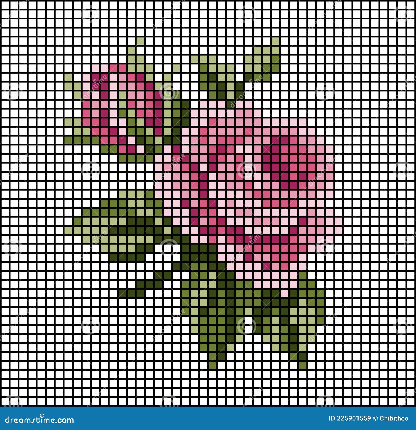 Rose Mosaic Tile Pattern. Flower for Crochet Cross Stitch Pattern Stock ...